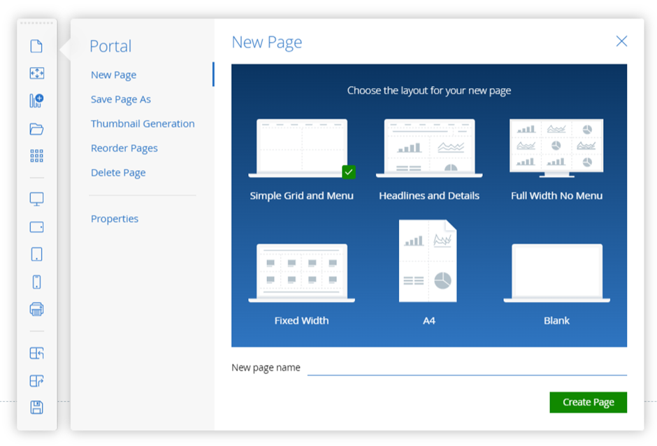 Creating a New Page in a Portal – InPhase
