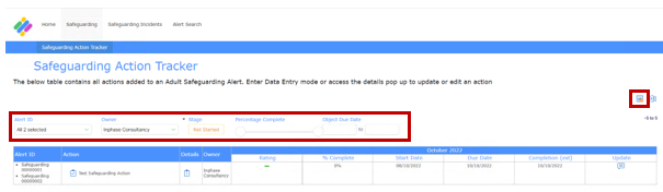 Safeguarding Action Tracker in Safeguarding – InPhase
